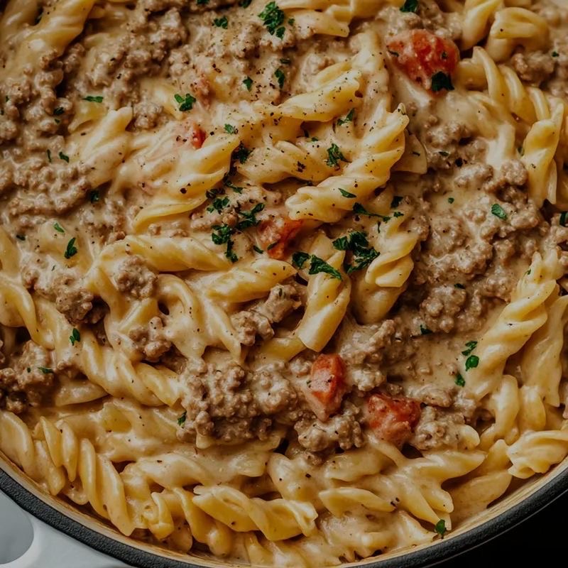 Stovetop Creamy Ground Beef Pasta (Delivered: August 10) – Whisk Meals